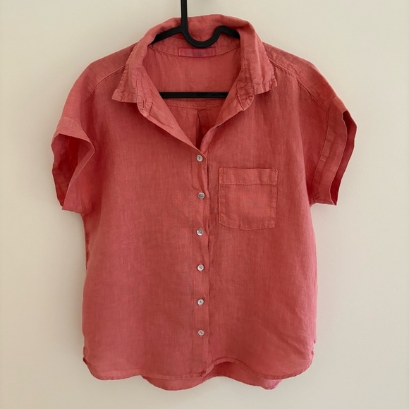 cut loose | Tops | Cut Loose Linen Short Sleeve Button Down Top | Poshmark